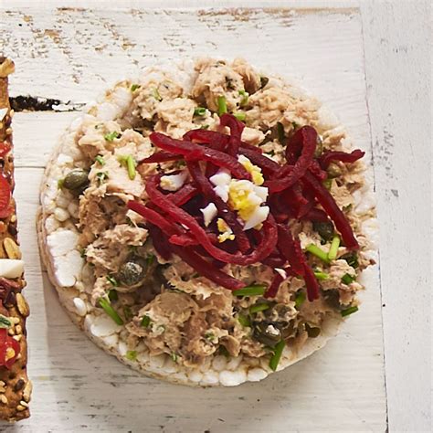 Rice Cake With Salmon And Beet Recipe Beet Recipes Rice Cakes