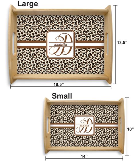 Custom Leopard Print Natural Wooden Tray Large Personalized