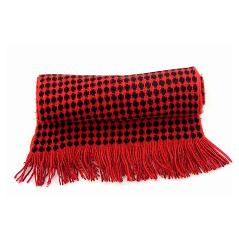 Red & Black Dotted Scarf - contrasting black and red scarf- Blue17