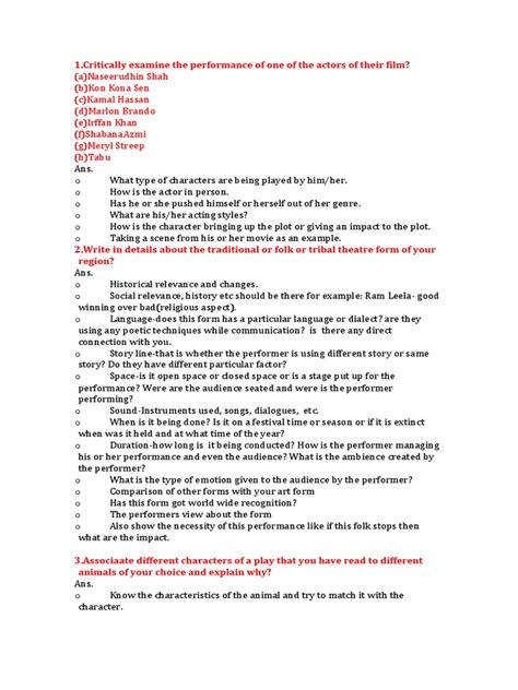 Ftii Acting Notes Qrs Forms Pdf Emotions Plot Narrative