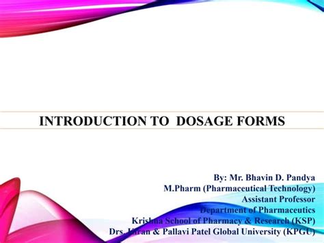 Pharmaceutical Dosage Forms Pdf