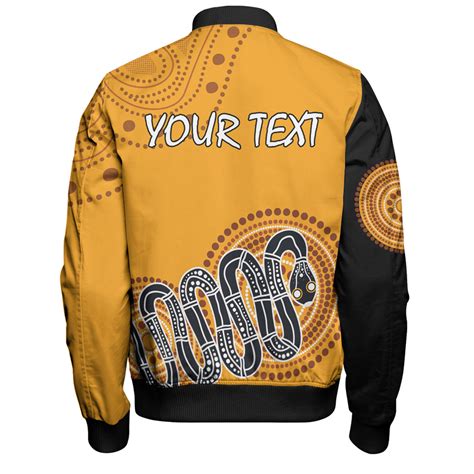 Australia Aboriginal Custom Bomber Jacket Orange Rainbow Serpent
