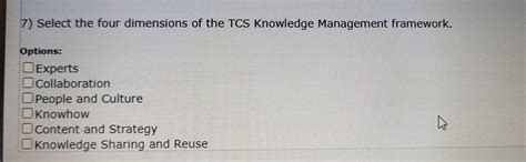 Solved Select The Four Dimensions Of The Tcs Knowledge Solved Select The Four Dimensions Of The Tcs Knowledge