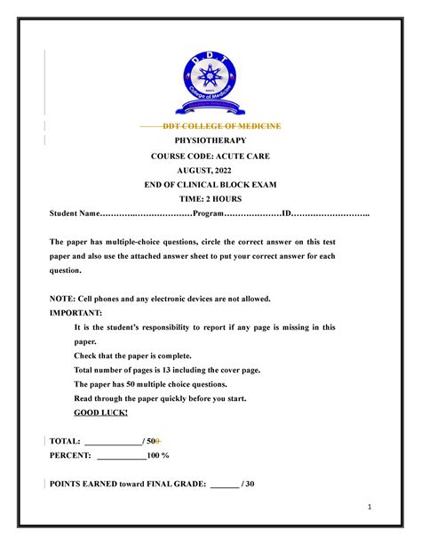 Cardiopulmonary Care End Block Exam Ddt College Of Medicine