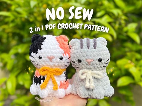 No Sew Crochet Calico Cat And Solid Colored Cat 2 In 1 Pdf Pattern No