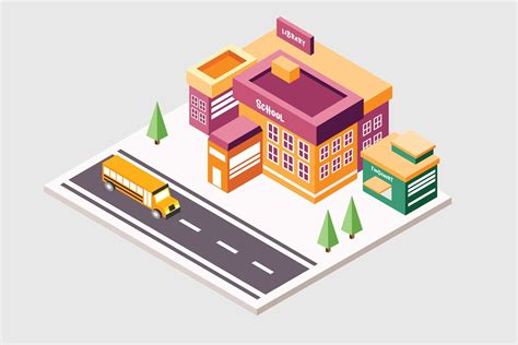 Isometric School Library Vector Illustra Graphic By Ian Mikraz