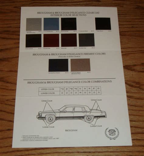 Original 1991 Cadillac Brougham Exterior Color Selections Sales Brochure 91 3928906518