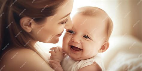 Retrato Mujer Bonita Sosteniendo A Un Bebé Recién Nacido Mamá Amorosa