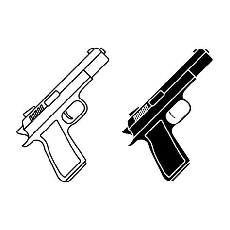 Gun Vector Icon Set Weapon Illustration Sign Collection Shooting
