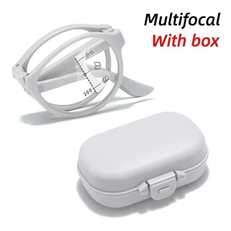 Trendy Folding Glasses With Box Round Frame Multifocal Reading Glasses Unisex Near Far