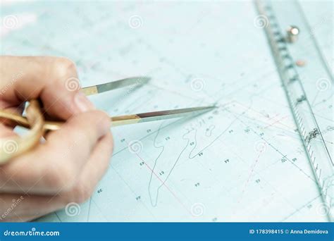 Measuring Distance On A Sea Chart Tool Close Up Stock Image Image Of Device Ancient 178398415
