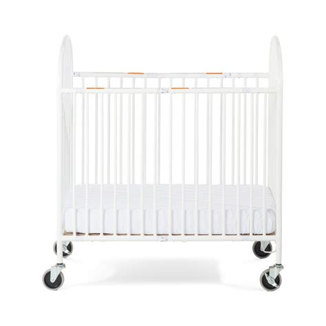 Foundations® Pinnacle™ Compact Steel Folding Crib White With 4 Foam