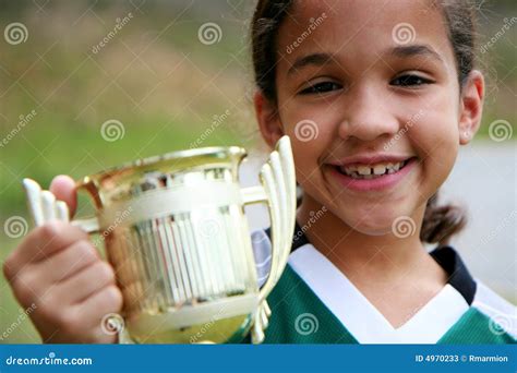 Girl With Trophy Stock Image Image Of Winning Holding 4970233