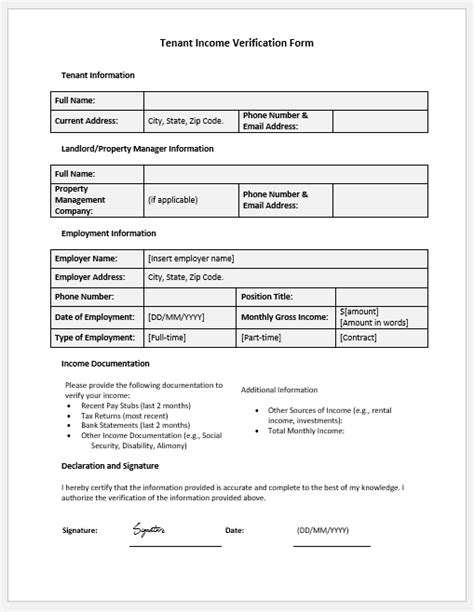 Tenant Income Verification And Related Forms Download Files