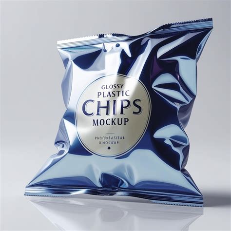 3d Glossy Plastic Chips Packet Mockup With Realistic Textures And Vibrant Colors Premium Ai