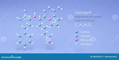 Lisinopril Molecule Molecular Structures Angiotensin Converting Enzyme Inhibitors 3d Model