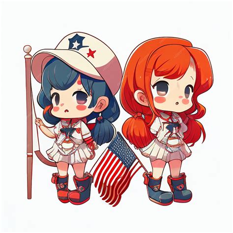 Premium Photo Anime Style Illustration Of Two Girls With American
