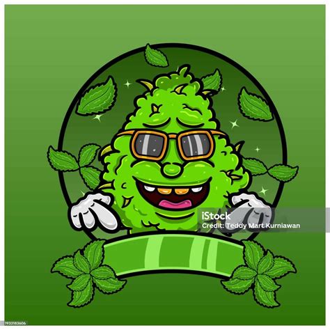 Mint Flavor With Weed Mascot Cartoon Weed Design For Logo Label And