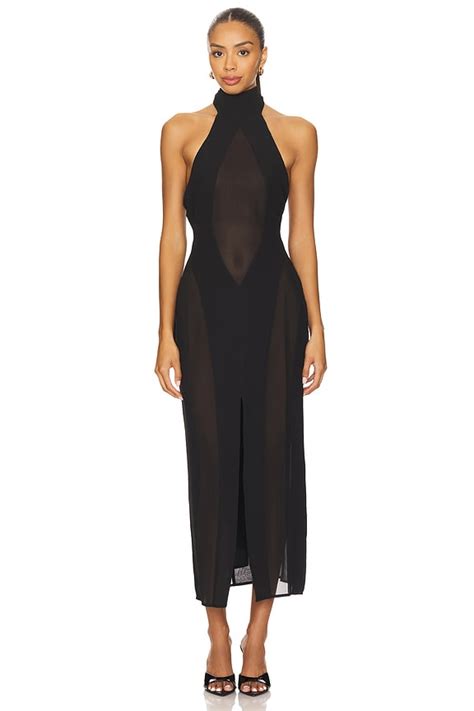 Guizio Koemi Sheer Panel Dress In Black Revolve