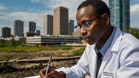 A Man Wearing Glasses And A Tie Sits At A Train Station Premium Ai Generated Image