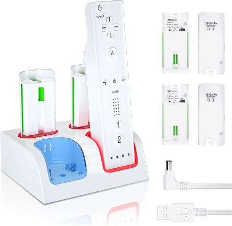 Wii Controller Charger And Rechargeable Battery 4 Pack