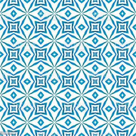 Exotic Seamless Pattern Blue Immaculate Boho Stock Illustration