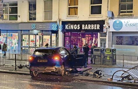 Car Strikes Mutley Plain Barriers