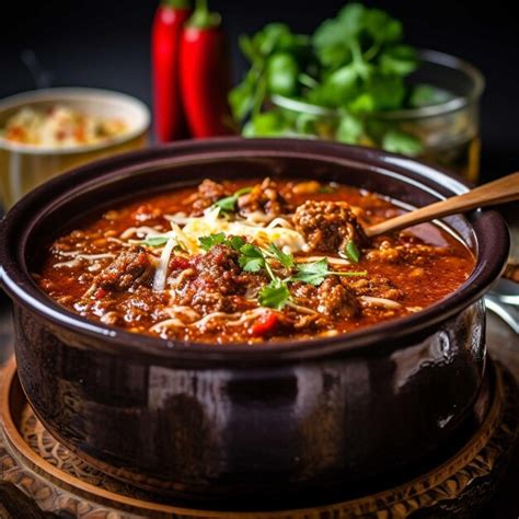 Premium Ai Image Beans Stew With Beef On A Dark Background