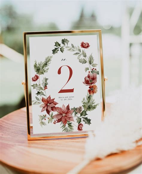 Christmas Printable Table Numbers Holiday Table Numbers 5x7 Templett