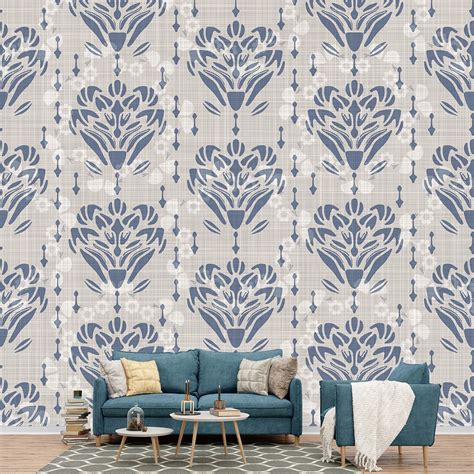 Living Room Wallpaper Blue And White Floral Pattern Magicdecor®