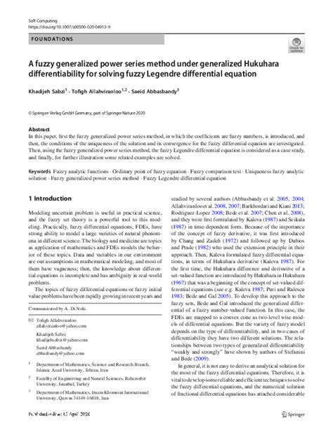 Pdf A Fuzzy Generalized Power Series Method Under Generalized Hukuhara Differentiability For