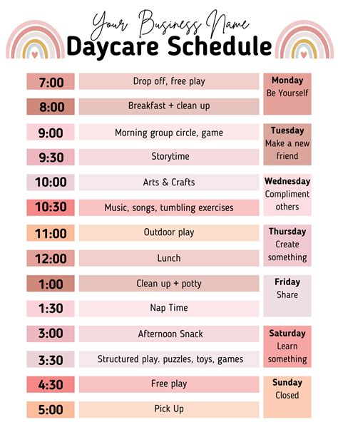 Daycare Daily Schedule With Free Printable Schedule Artofit