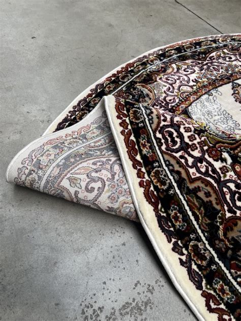 Isfahan Oosters Vloerkleed Nain Laagpolig Klassiek Vintage Tapijt Rond Creme Multi