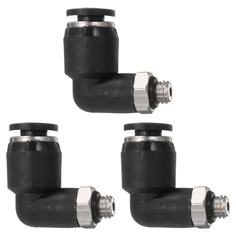 Uxcell 3pcs Push To Connect Tube Fitting M5x08 Male Thread X 4mm Id 90