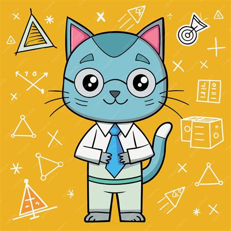 Premium Vector Cute Mathematician Cat Cute Antropomorphic Vector Eps