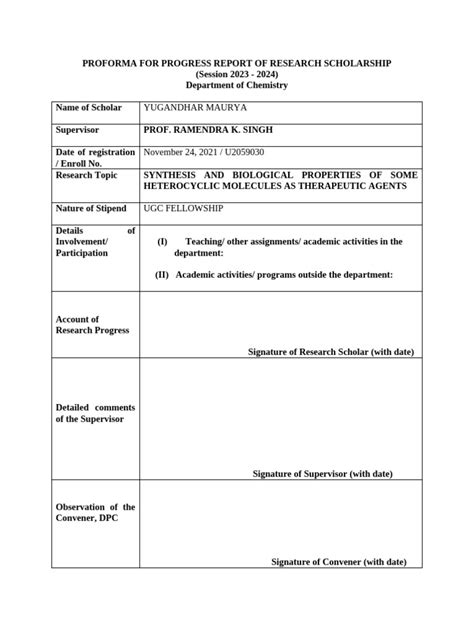 Progress Report Performa 1st Pdf