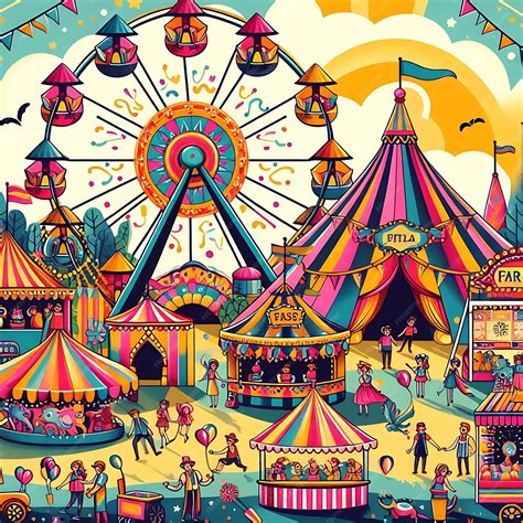 Premium Photo Cartoon Style Carnival Funfair Background