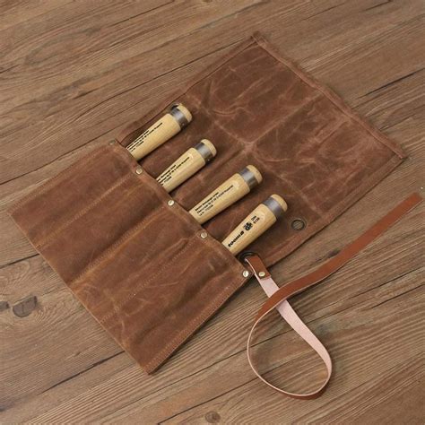 Trhoo Chisel Roll Waxed Canvas Tools Wrench Roll Up Pouchchisel