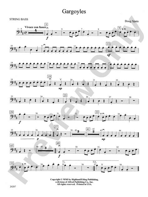 Gargoyles String Bass String Bass Part Digital Sheet Music Download