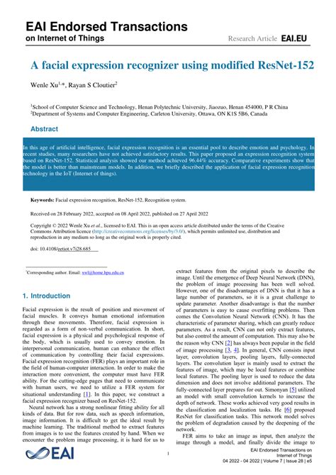 Pdf A Facial Expression Recognizer Using Modified Resnet 152