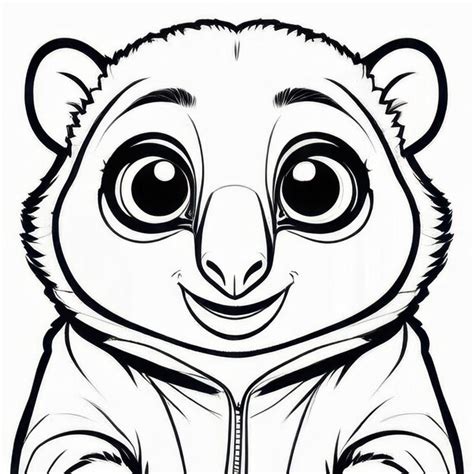 Cuscus Outline Black And White Cute Coloring Book Premium Ai