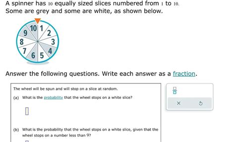 Answered A Spinner Has 10 Equally Sized Slices Numbered From 1 To 10 Kunduz