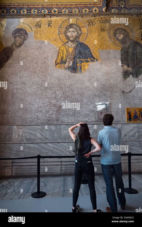 Istanbul Turkey July 30 2019 Two Tourists Look At The Wall With The
