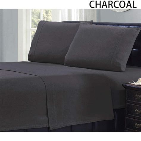 Ultra Soft Micro Flannel Charcoal Sheet Set Flannelette Sheets