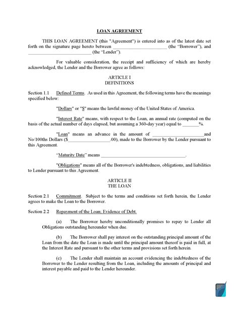 Loan Agreement 48 Free Loan Agreement Samples To Download