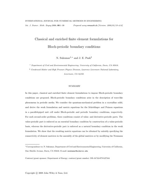 International Journal For Numerical Methods In Engineering