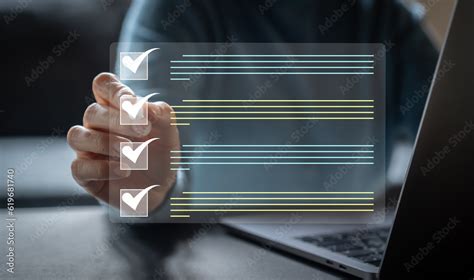 Human Hand With Checking Mark On Checklist Checklist Survey Check Mark Yes Questionnaire