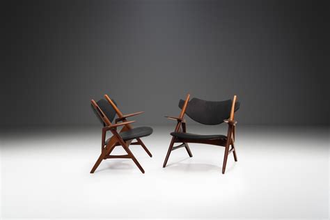 Set Of 2 Sculptural Danish Mid Century Modern Chairs Denmark Ca 1960s