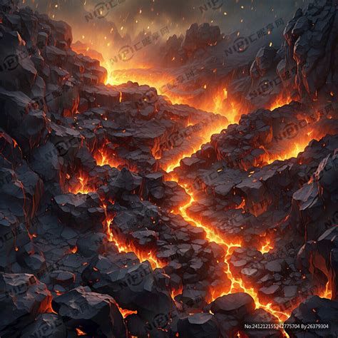 Ai创作图火山熔岩 昵图网