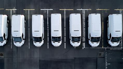 A Parking Lot With A White Van Parked In It Premium Ai Generated Image